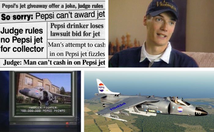 Em 1996, a Pepsi ‘brincou’ sobre dar um caça a jato por pontos Pepsi ...