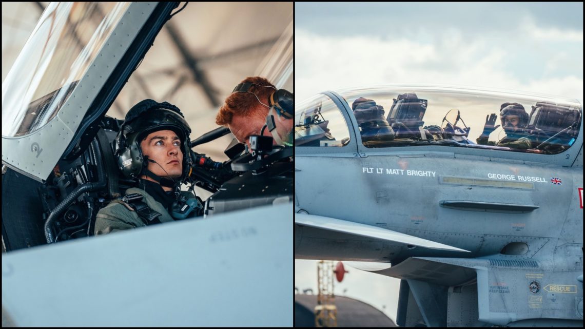 George Russell takes part in a 'unique experience' flying an RAF Typhoon
