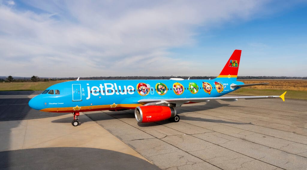 IMAGENS: JetBlue apresenta seu Airbus A320 com pintura do Super Mario ...