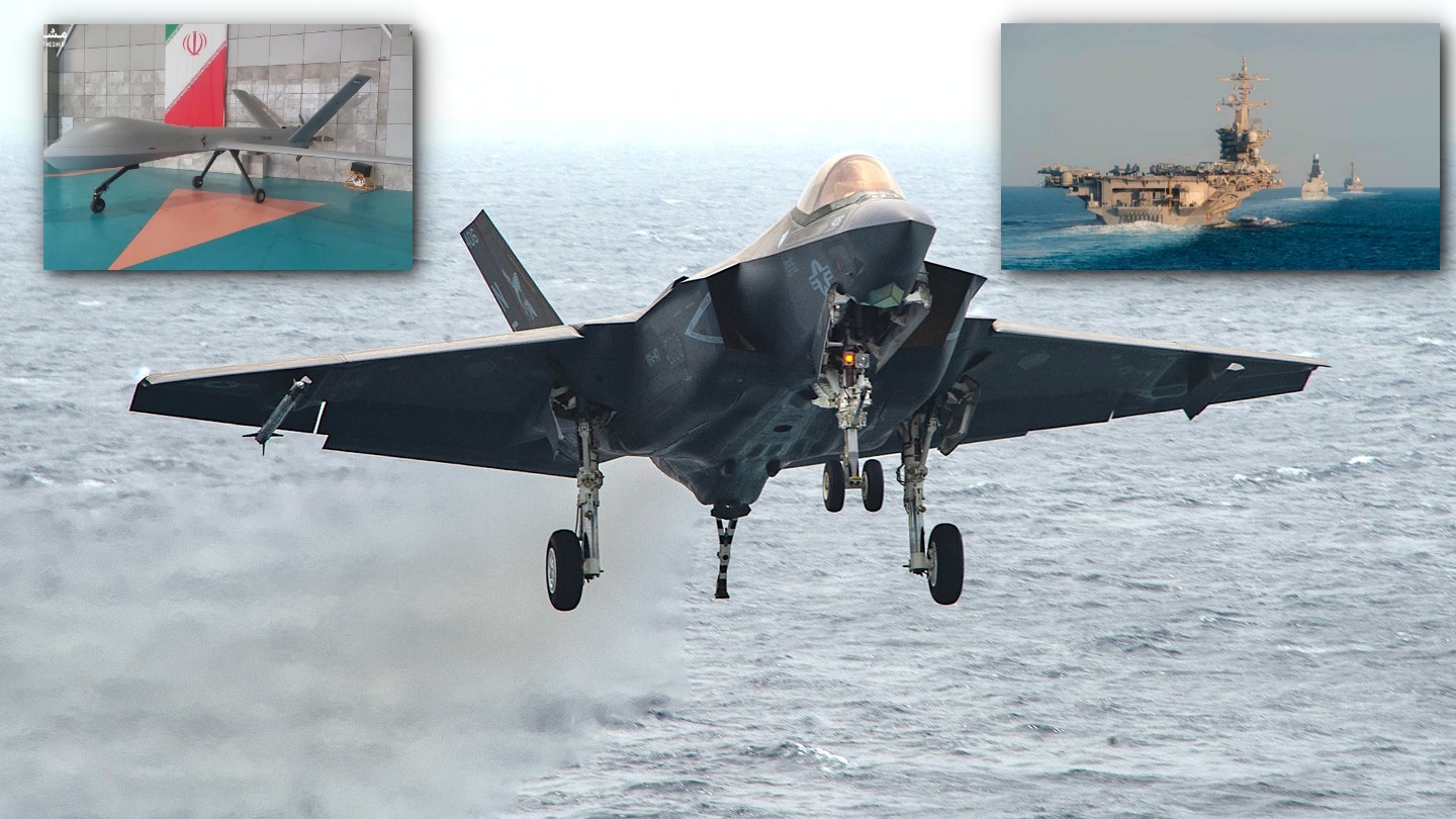 Caça F-35C da Marinha dos EUA abate drone iraniano Shahed que se ...