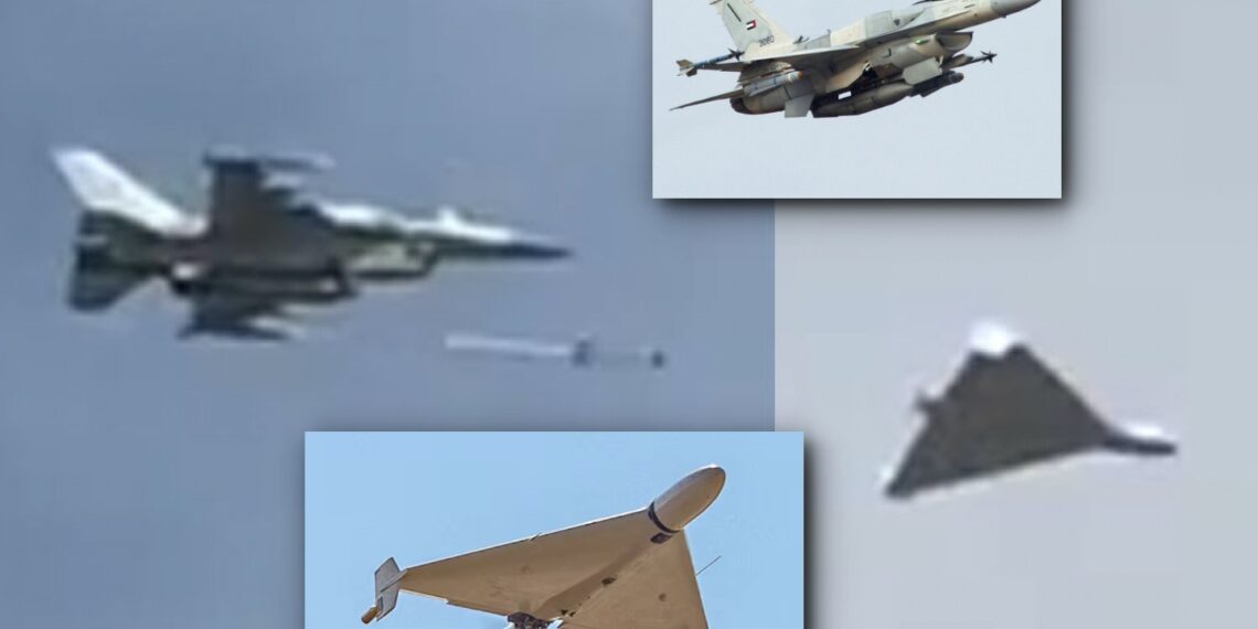Vídeo mostra caça F-16E dos Emirados perseguindo drone iraniano Shahed ...